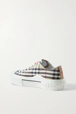 Burberry Checked Canvas Sneakers - Neutrals