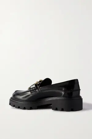 TOD'S Gomma Pesante Glossed-leather Loafers - Black
