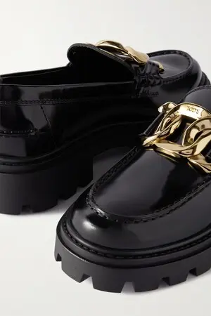 TOD'S Gomma Pesante Glossed-leather Loafers - Black
