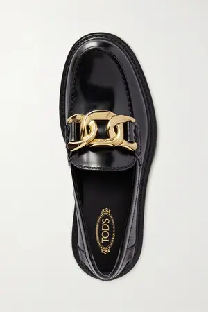 TOD'S Gomma Pesante Glossed-leather Loafers - Black