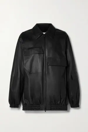 Tibi Oversized Leather Bomber Jacket