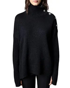 Zadig&Voltaire Star Button Cashmere-blend Sweater - Noir