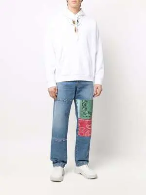 COUNTY OF MILAN Patchwork Bandana Straight Leg Jeans