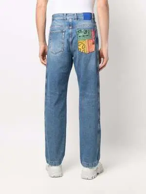 COUNTY OF MILAN Patchwork Bandana Straight Leg Jeans