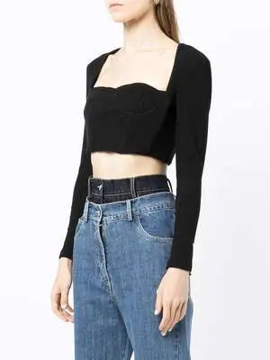 Rokh Cropped Sweetheart Neck Top