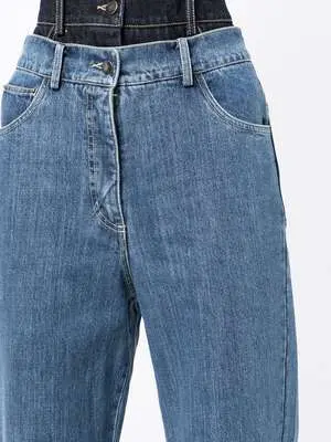 Rokh Washed Double-layer Jeans