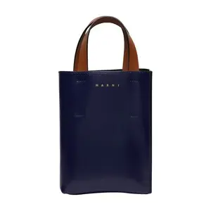Marni Museo Nano Bag In Leather Blublack Shell Moca
