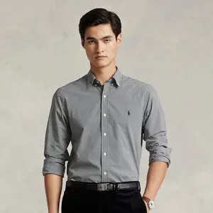 Ralph Lauren Classic Fit Gingham Stretch Poplin Shirt Black/white Check