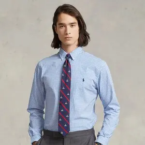 Ralph Lauren Classic Fit Gingham Stretch Poplin Shirt Blue/white Check