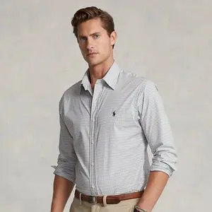 Ralph Lauren Classic Fit Gingham Stretch Poplin Shirt Grey/white
