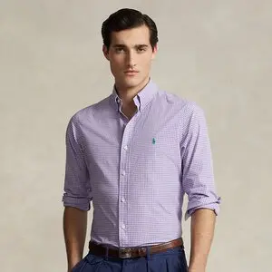 Ralph Lauren Classic Fit Gingham Stretch Poplin Shirt Lavender/white