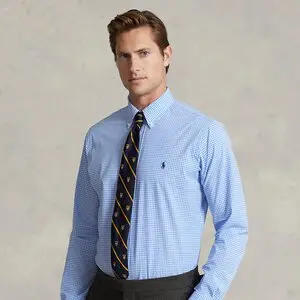Ralph Lauren Classic Fit Gingham Stretch Poplin Shirt Light Blue/white