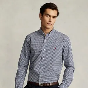 Ralph Lauren Classic Fit Gingham Stretch Poplin Shirt Navy/white