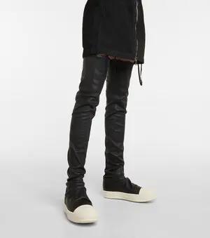 Rick Owens Stocking Over-the-knee Leather Boots - Black