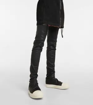 Rick Owens Stocking Over-the-knee Leather Boots - Black