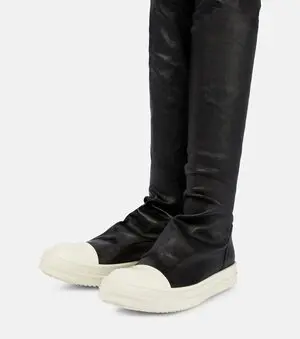 Rick Owens Stocking Over-the-knee Leather Boots - Black