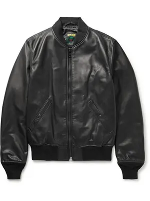 SCHOTT Ma-1 Pebble-grain Leather Bomber Jacket