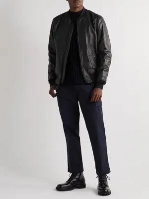 SCHOTT Ma-1 Pebble-grain Leather Bomber Jacket
