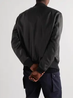 SCHOTT Ma-1 Pebble-grain Leather Bomber Jacket