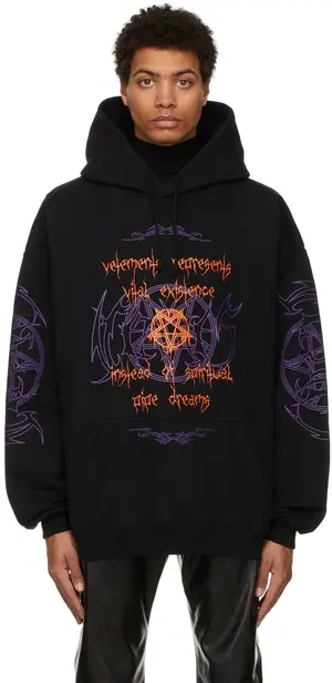 Vetements VETEMENTS Black 'Vital Existence' Hoodie - Black