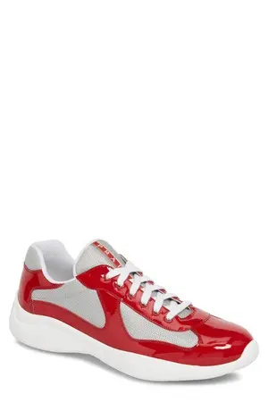 Prada Prada America’s Cup Leather Sneakers Rosso/argento