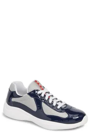 Prada Prada America’s Cup Leather Sneakers Royal/argento