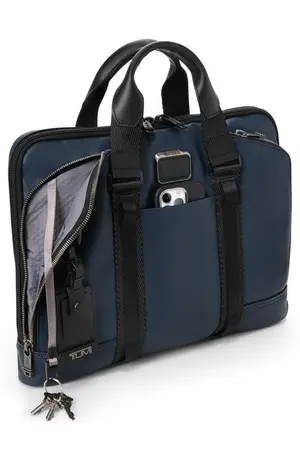 Tumi Academy Briefcase - Navy Coated Canvas