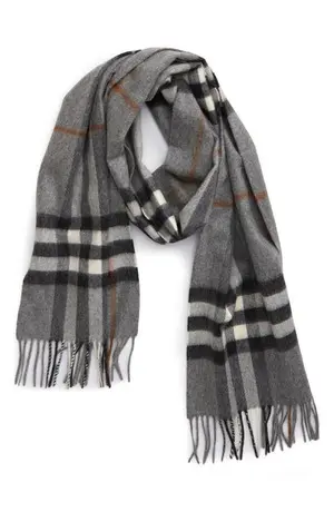 Burberry Giant Icon Check Cashmere Scarf - Grey