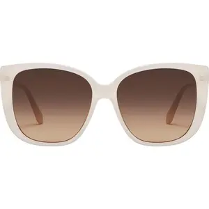 Quay Ever After 58mm Cat Eye Sunglasses - Bone/dark Fawn