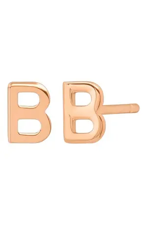 BYCHARI Initial Stud Earrings 14k Rose Gold