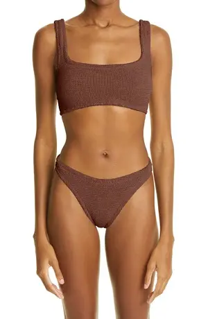 Hunza G Crinkle Two-Piece Swimsuit Metallic Cocoa