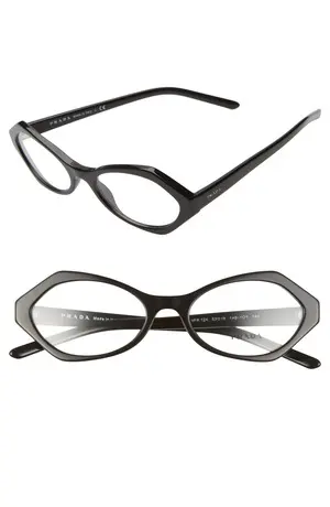 Prada Prada 53mm Butterfly Eyeglasses Black