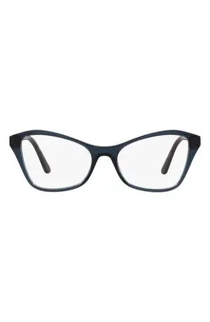 Prada Prada 53mm Butterfly Eyeglasses Crystal Blue/demo Lens