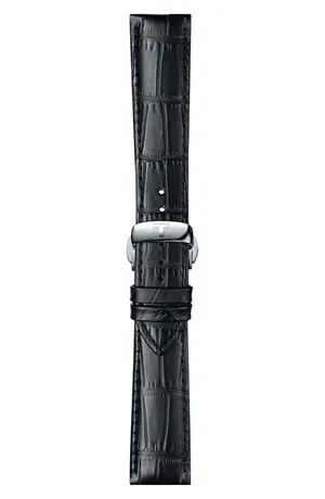TISSOT 21mm Croc Embossed Leather Watch Strap Black