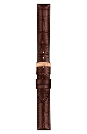 TISSOT Tissot 15mm Croc Embossed Leather Watch Strap Brown