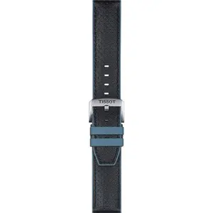 TISSOT 22mm Leather Watchband - Black/blue