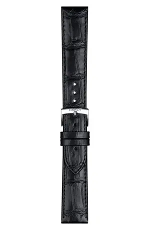 TISSOT 20mm Croc Embossed Leather Watchband - Black