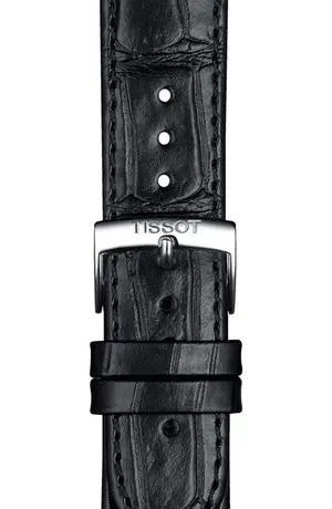 TISSOT 20mm Croc Embossed Leather Watchband - Black