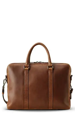 Shinola Navigator Leather Computer Briefcase - Medium Brown