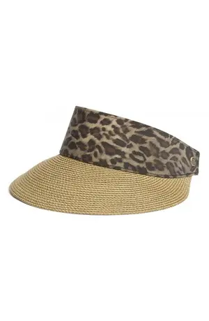 Eric Javits Eric Javits Squishee Straw Champ Visor Natural/ Leopard