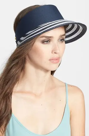 Eric Javits Eric Javits Squishee Straw Champ Visor White/ Navy