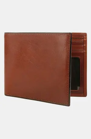 Bosca Leather Bifold Wallet Cognac
