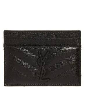 Saint Laurent Monogram Leather Card Case - Noir
