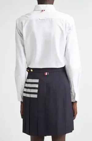 Thom Browne Classic Point Collar Long Sleeve Blouse - White