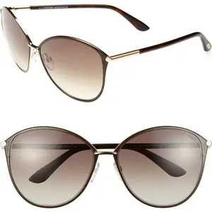 TOM FORD Penelope 59mm Gradient Cat Eye Sunglasses - Shiny Rose Gold/ Dark Brown