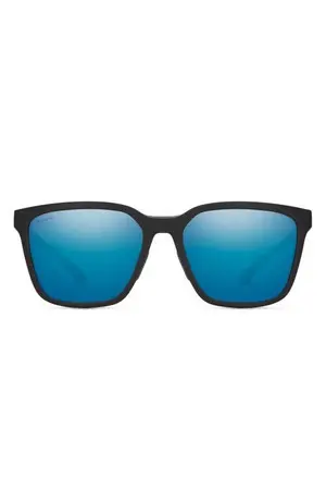 SMITH Shoutout 57mm Chromapop™ Polarized Square Sunglasses - Matte Black / Polarized Blue
