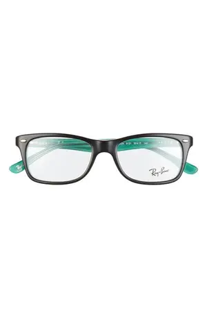 Ray-ban Ray-Ban 50mm Square Eyeglasses Black Green/clear