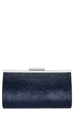 Nina Crystal Frame Clutch - Navy