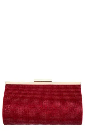 Nina Crystal Frame Clutch - Siam Red