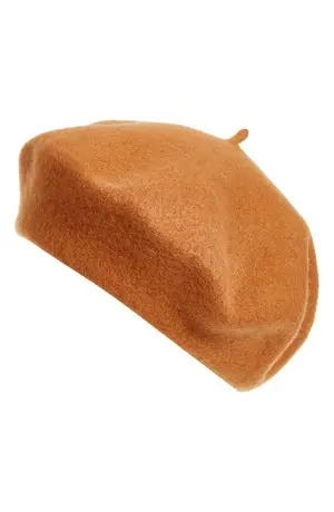 Nordstrom Wool Blend Beret Tan Cashew